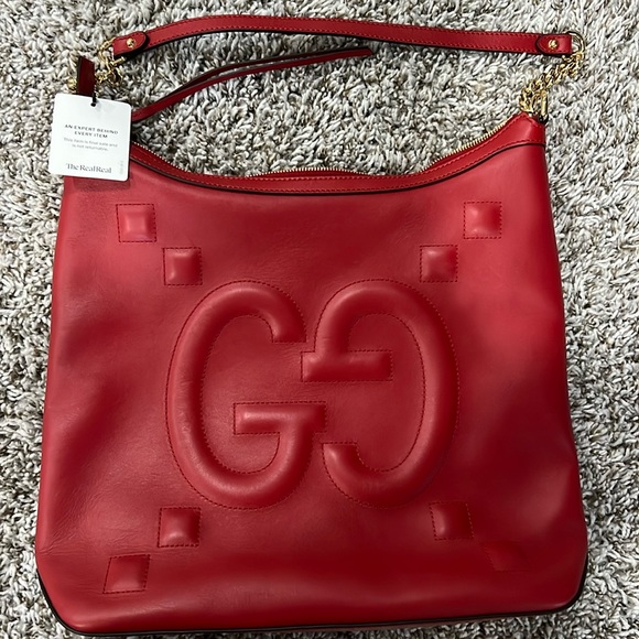 Gucci | Bags | Gucci Red Leather Apollo Shoulder Bag With Gg Logo ...